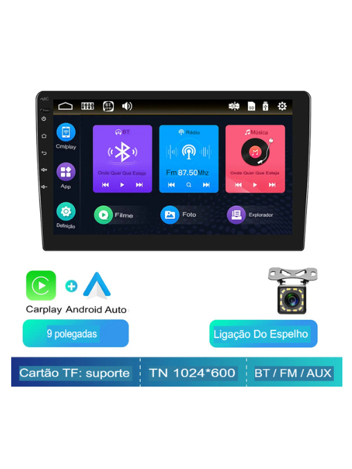 Central Multimídia 9 Polegada Player 2din Carplay Mp5 Blueto Preto | Shopee Brasil