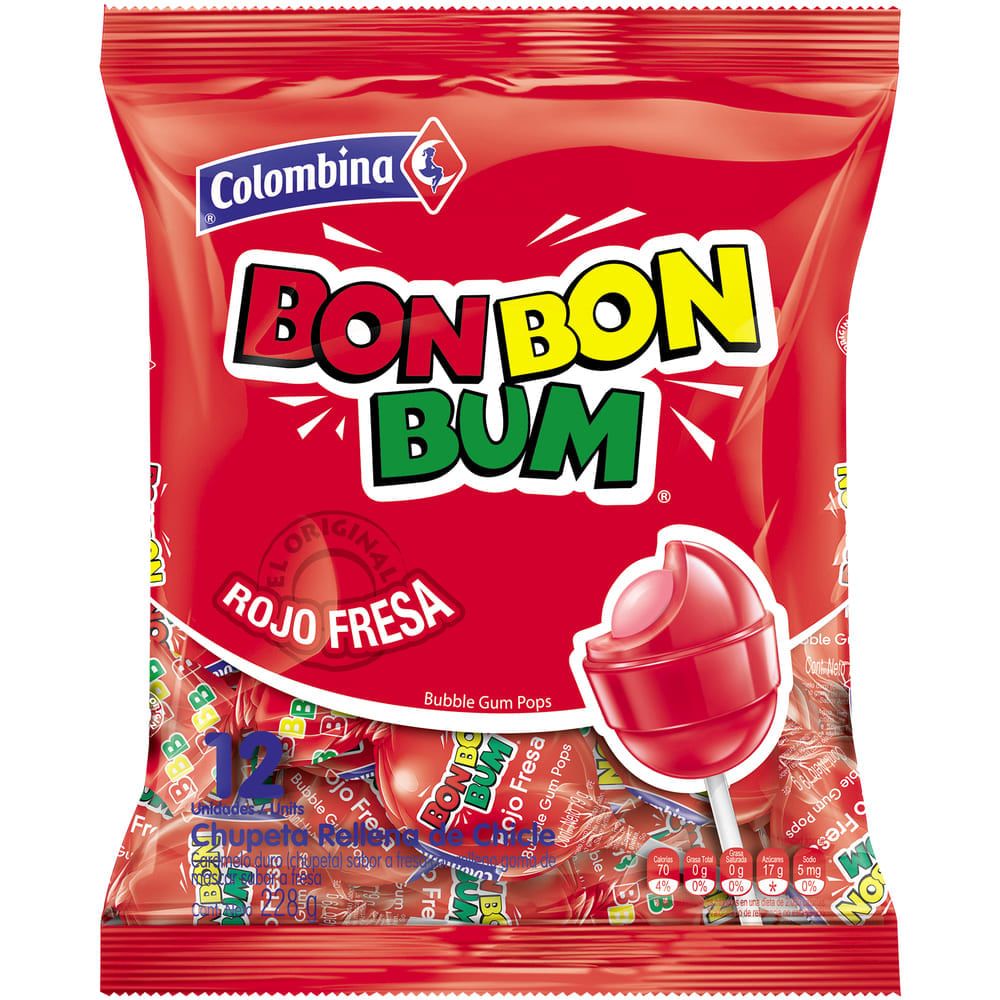 Bom bom bum chupeta pirulito. 1 sacola 24 unidades/ Pirulitos Sabores ...