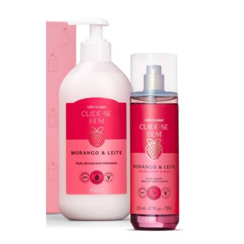 Kit Body Splash 200ML + Creme Corporal 400ML Cuide-se bem Morango e ...
