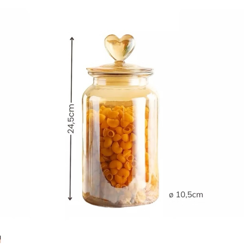 Pote Vidro Âmbar Hermético Decor Afeto Coração | Shopee Brasil
