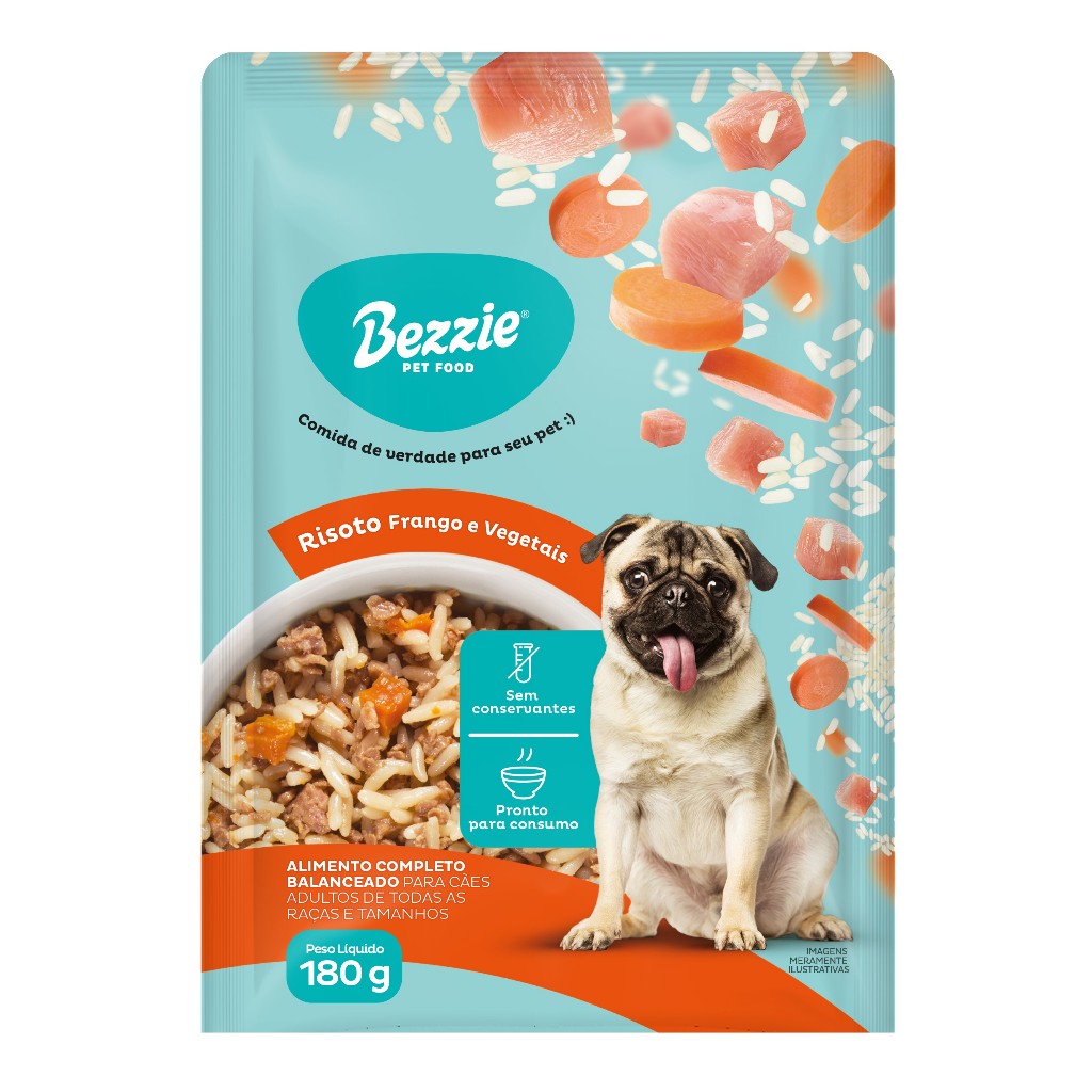 Alimento Comida Natural P/Cães Risoto frango e Vegetais 180g Bezzie ...