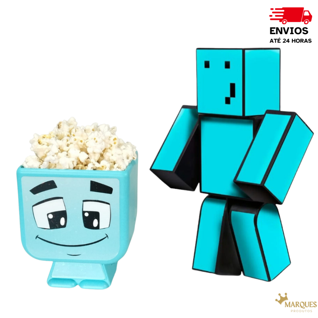 Kit Boneco Problems 25 CM com 3 Cheveiros + Balde de Pipoca Minecraft ...
