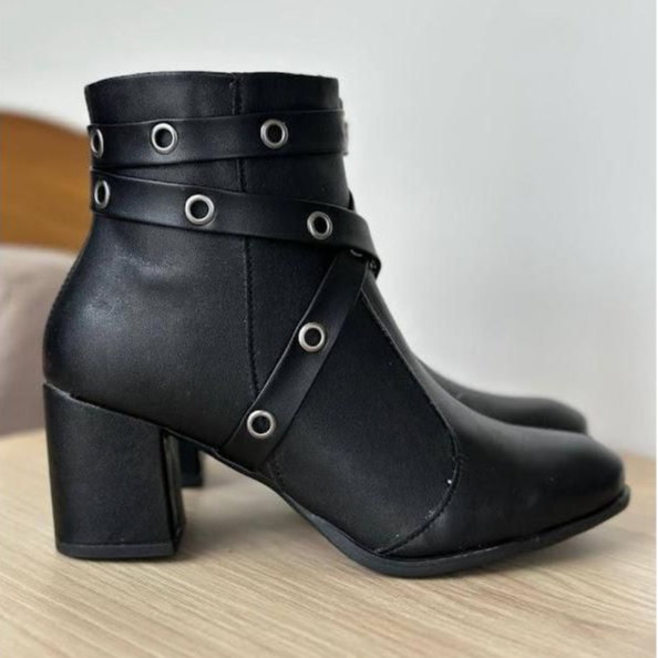 Bota Marina Carvalho Feminino Salto Bloco Grosso Cano Baixo BOTA 883 ...