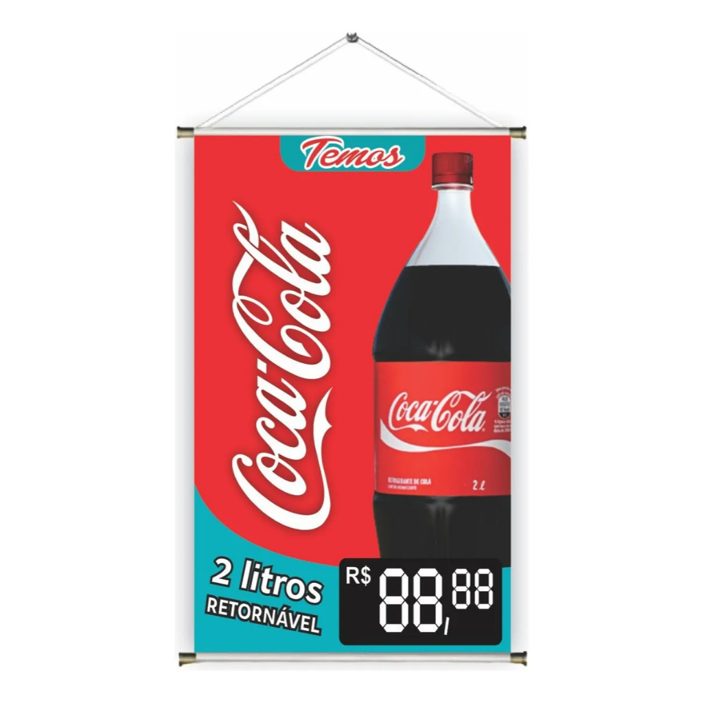 BANNER FAIXA I TEMOS COCA-COLA 2L RETORNAVEL I 40X60 | Shopee Brasil
