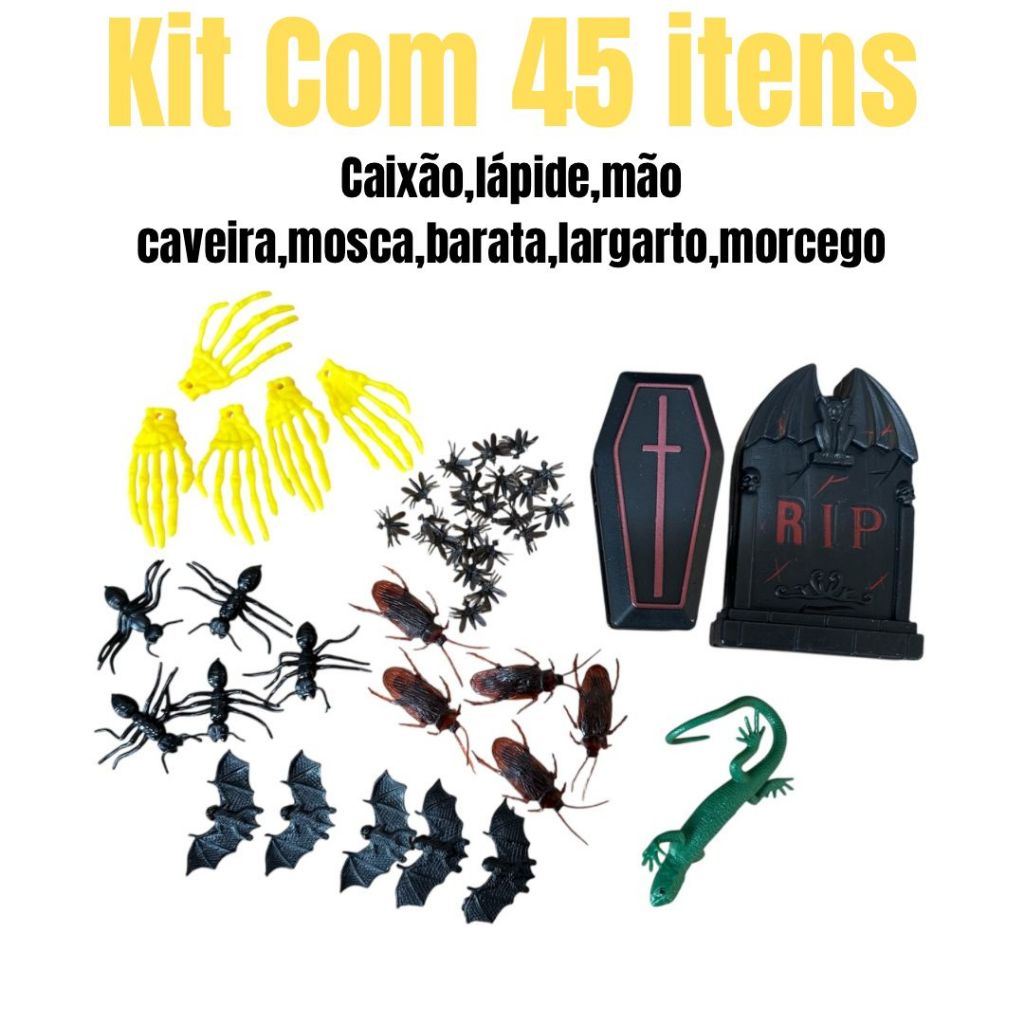Kit Mini Insetos Realista Com Caixão e Lapide Barata Formiga Mão ...