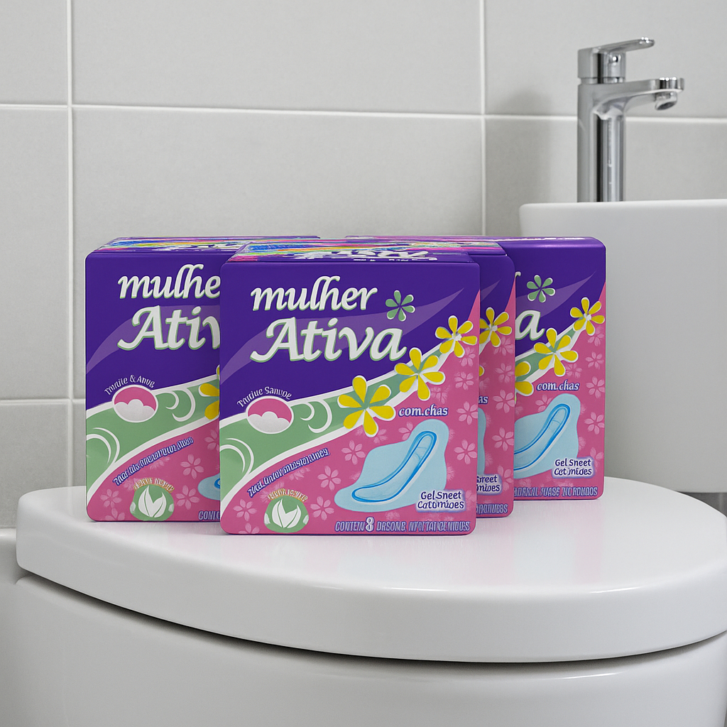 Absorvente Mulher Ativa com 8 Absorventes | Com Abas ou Sem Abas | 8/15 ...