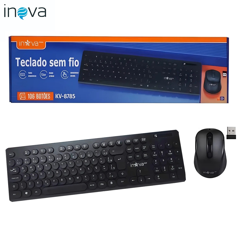 Inova Teclado e Mouse Sem Fio Kit 2.4g Wireless Bluetooth eclado e ...