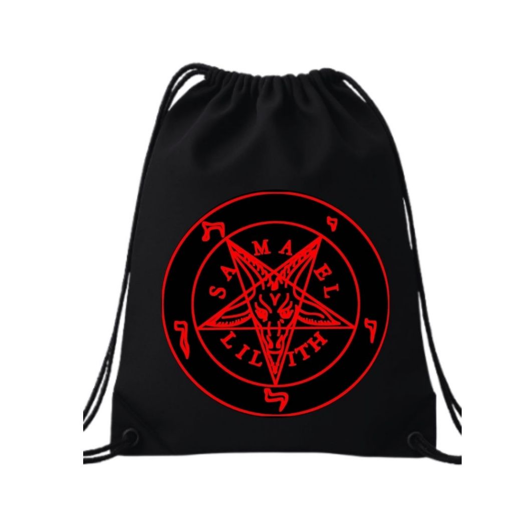 Mochila Sigilo de Baphomet Samael Lilith Unissex Preto Sacochila ...