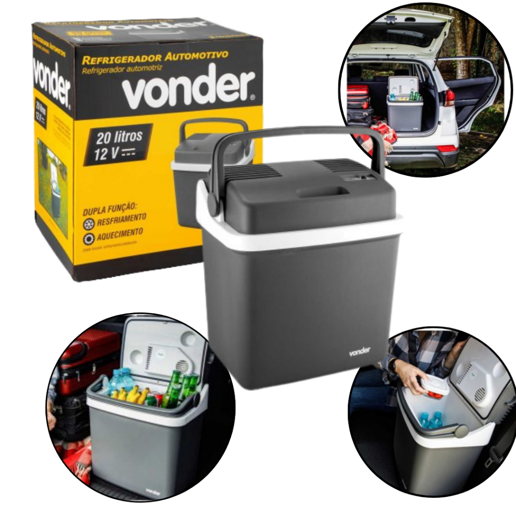 Geladeira Portátil Vonder 20 Litros 12V Carro Resfria e Aquece Para Viagem e Camping | Shopee Brasil