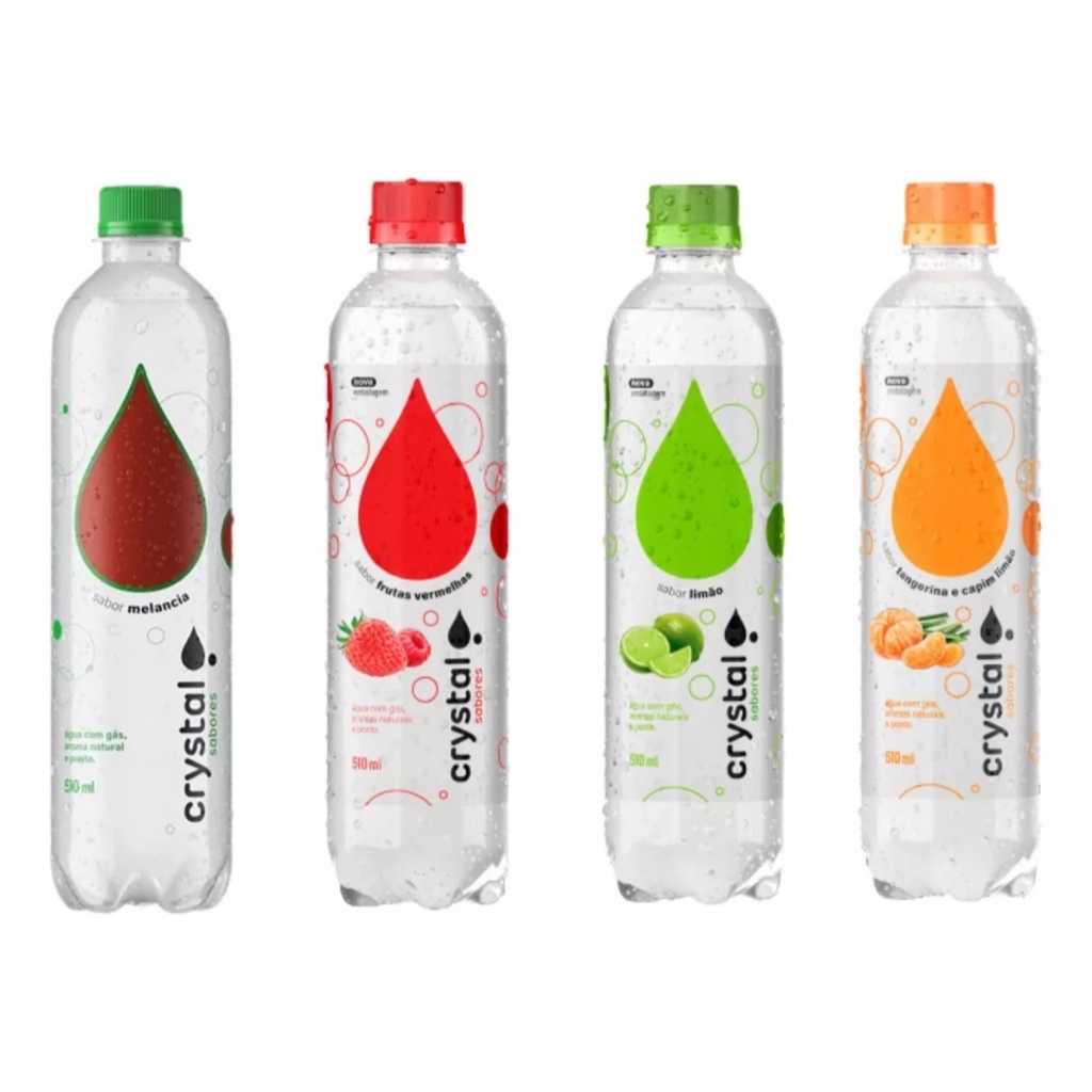 KIT Com 6 Água Saborizada Com Gás Crystal Sabores Garrafa 510ml ...