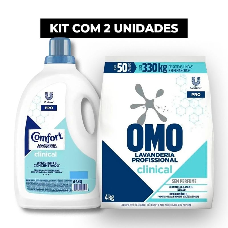 Comfort Amaciante Clinical 5L OMO Lava Roupas em Pó 4kg | Shopee Brasil