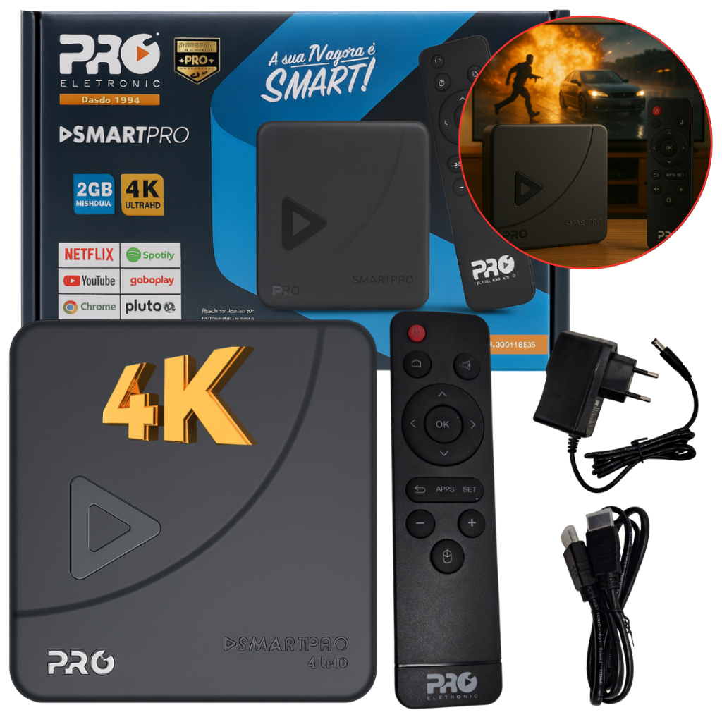 Smart Box Proeletronic 4K HD 16GB Android 10 TV Box Wi-Fi HDMI Netflix ...
