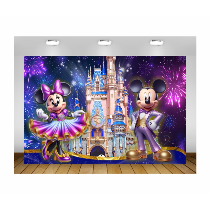 Painel Mickey Castelo Disney 50 anos Painel de Lona 50 anos Disney ...