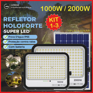 Holofote Solar Refletor Led 2000W ou 1000w Prova D'àgua C/placa Solar ...