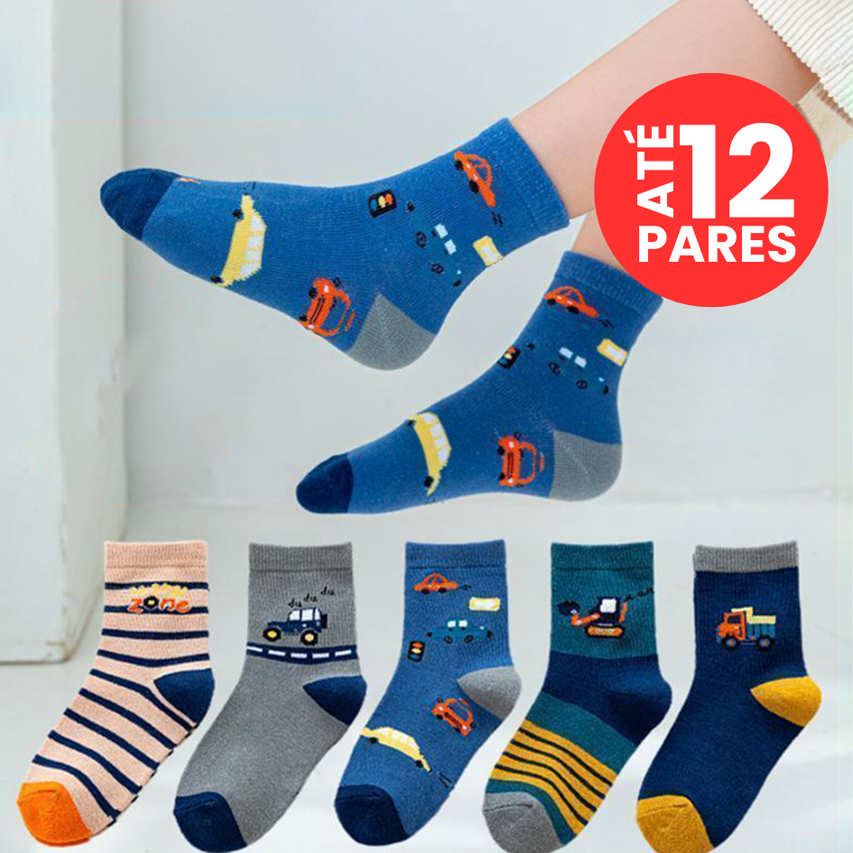 Kit 12 Pares Meia Infantil Estampadinha Menino de criança A PRONTA ...