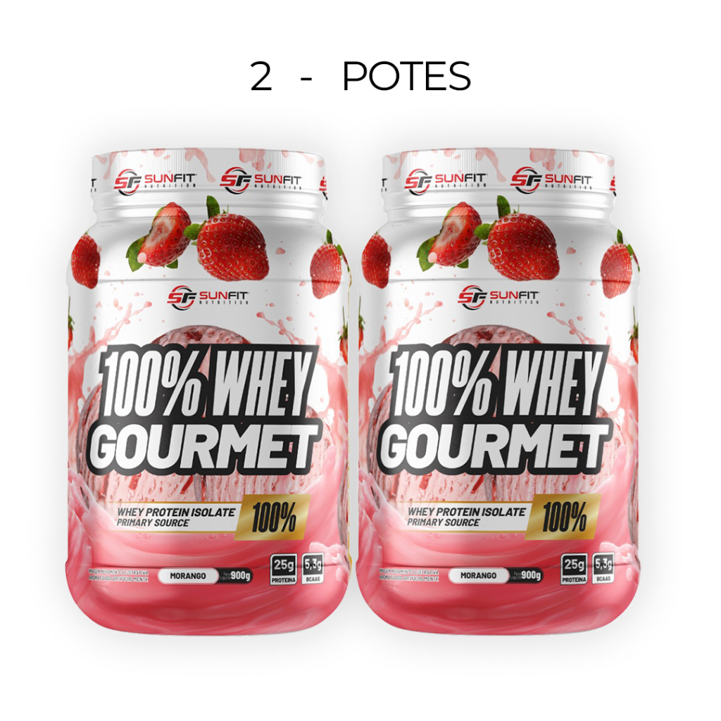 Kit 2 Whey Protein 100% Isolado Morango Gourmet Low Carb Sunfit 900g | Shopee Brasil