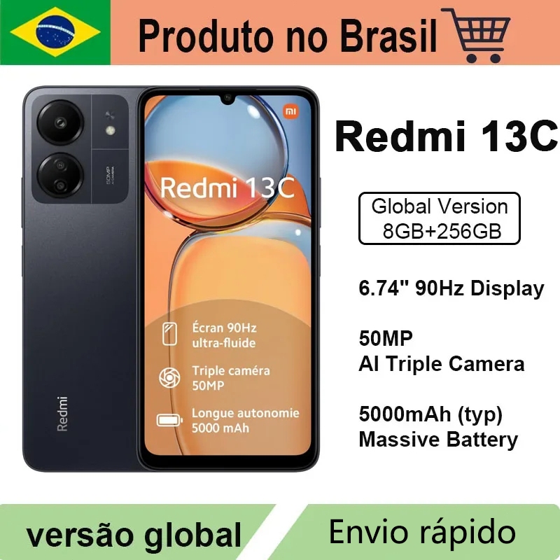 Xiaomi Redmi 13c 256GB/128GB 8GB RAM | Shopee Brasil