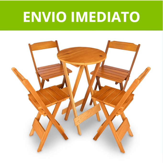 KIT JOGO DE MESA BISTRÔ MADEIRA DOBRÁVEL COM 4 CADEIRAS - BAR RESTAURANTE ARÉA GOURMET | Shopee ...