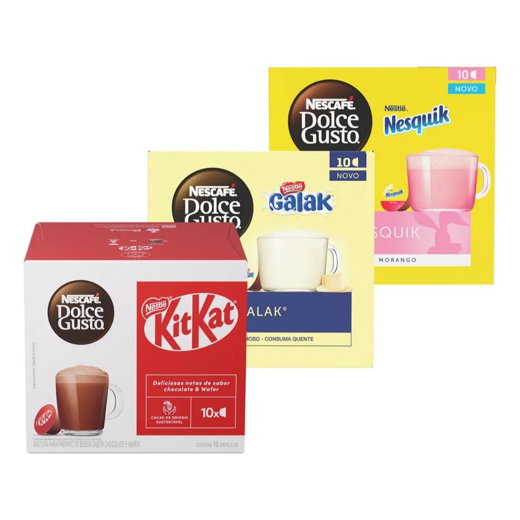 DOLCE GUSTO KIT 3X CAIXAS - KIT KAT, GALAK, NESQUIK | Shopee Brasil