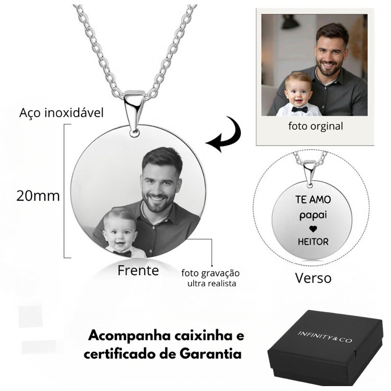 Colar com Foto Personalizada em Aço Inox – Gravação a Laser Ultra ...