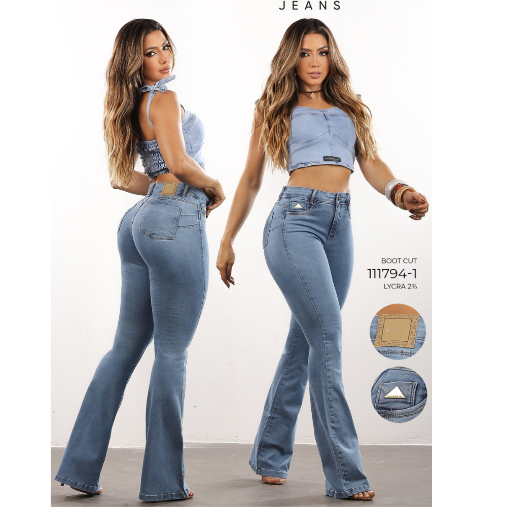 Calça Jeans Feminina Valentin Jeans Modelo Flare Com Elastano Cintura ...