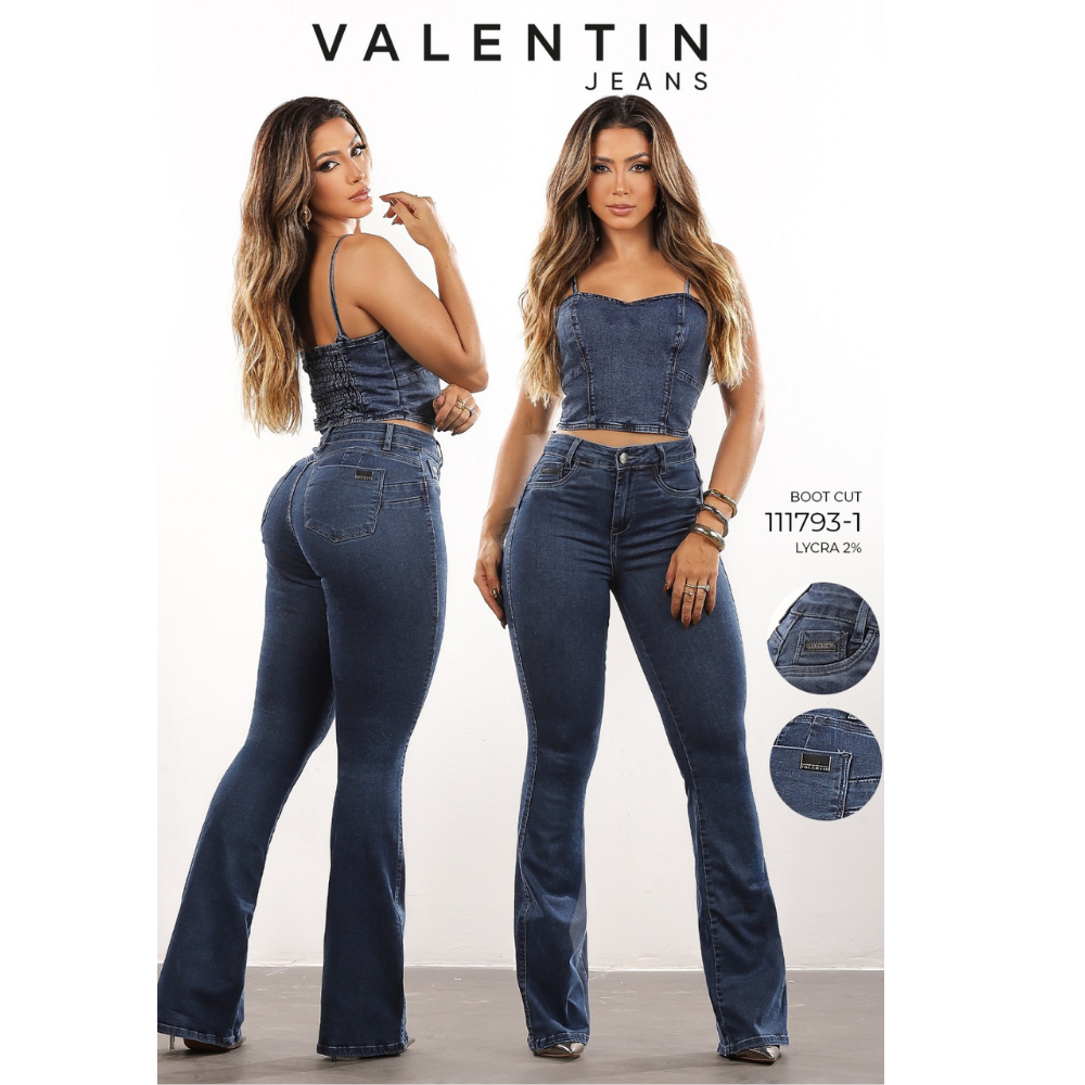 Calça Jeans Feminina Valentin Jeans Modelo Flare Com Elastano Cintura ...