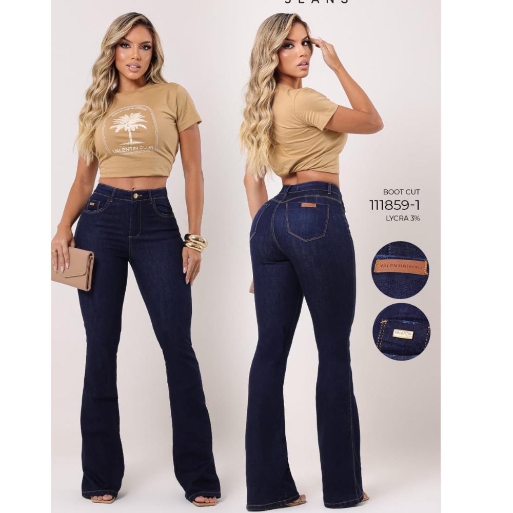 Calça Jeans Feminina Valentin Jeans Modelo Flare Com Elastano Cintura ...