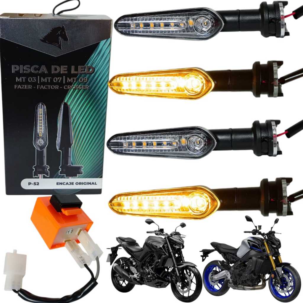 Kit 4 Pisca Led Seta Yamaha Mt 03 Mt 07 2021 2022 2023 + Rele 2 Pinos Com Chicote | Shopee Brasil