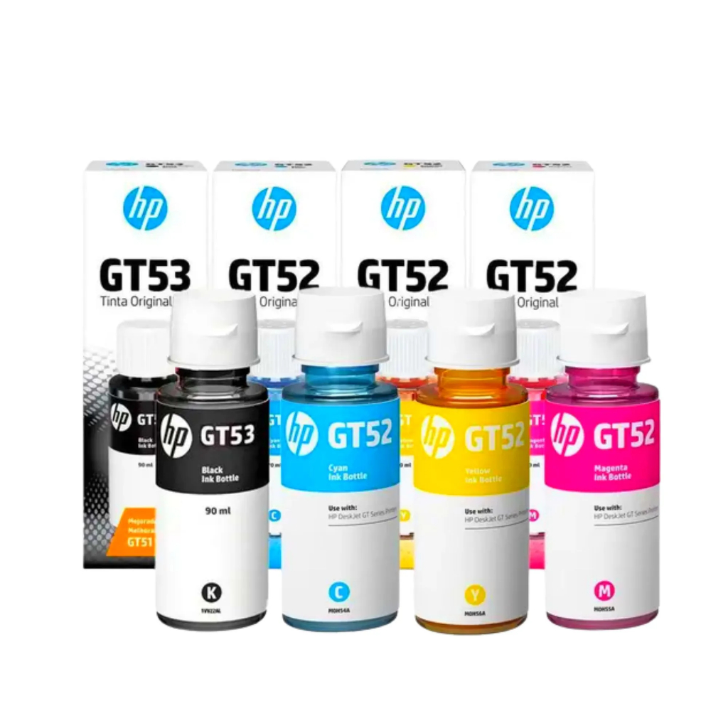 Kit 4 Garrafas de Tinta GT52/GT53 Para Impressora HP SmartTank (4 Cores ...