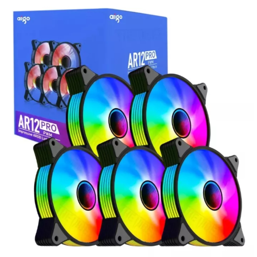 Cooler Fan Aigo AR12 Pro ARGB + PWM - Kit com 5 Fans Infinity | Shopee ...