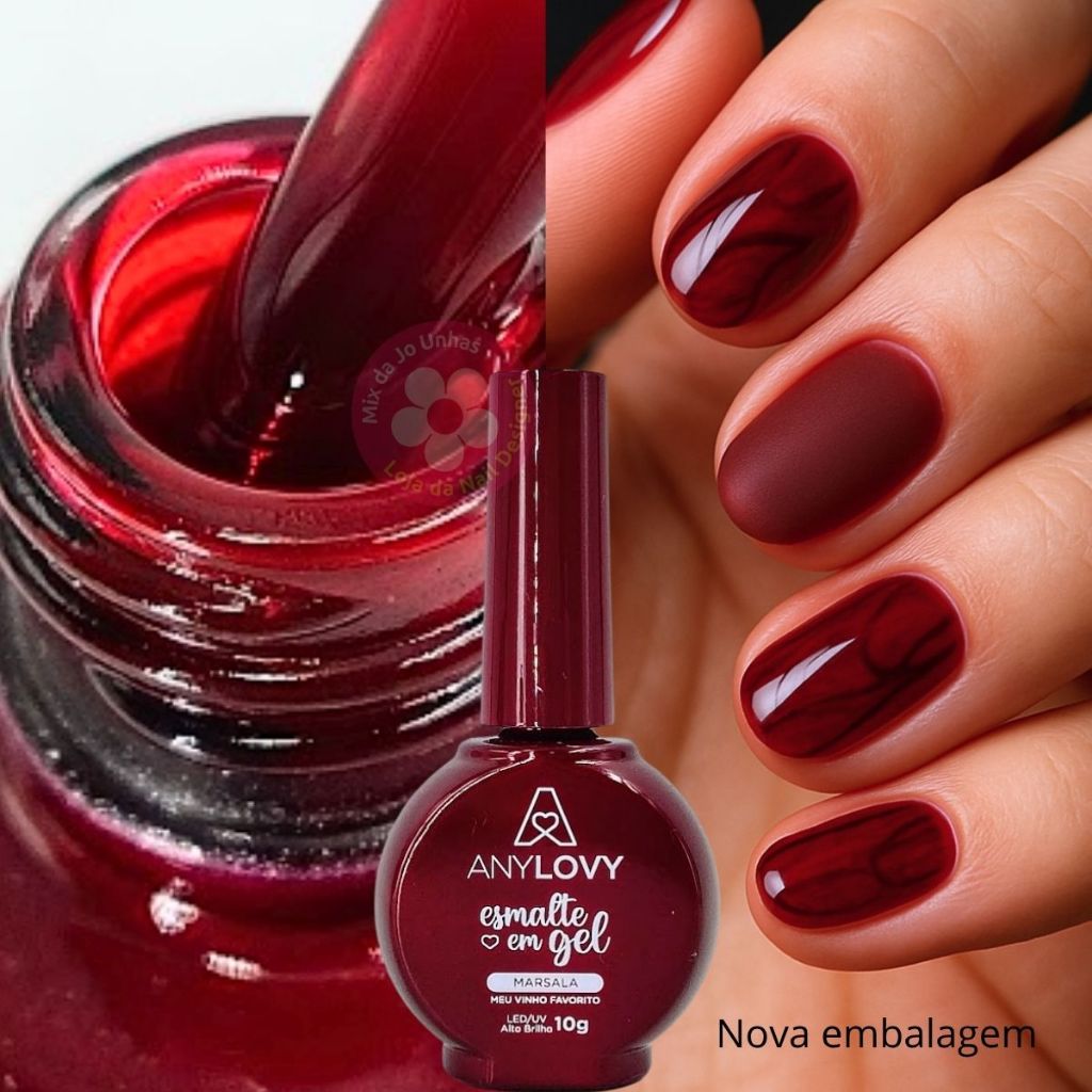 Esmalte em gel vermelho vitral rebu Vinho Marsala Any Love 10g Morango ...