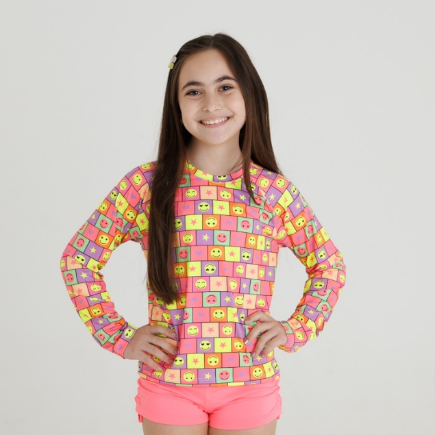 Conjunto de Biquini Infantil Menina Proteção Solar UV Blusa + Calcinha ...