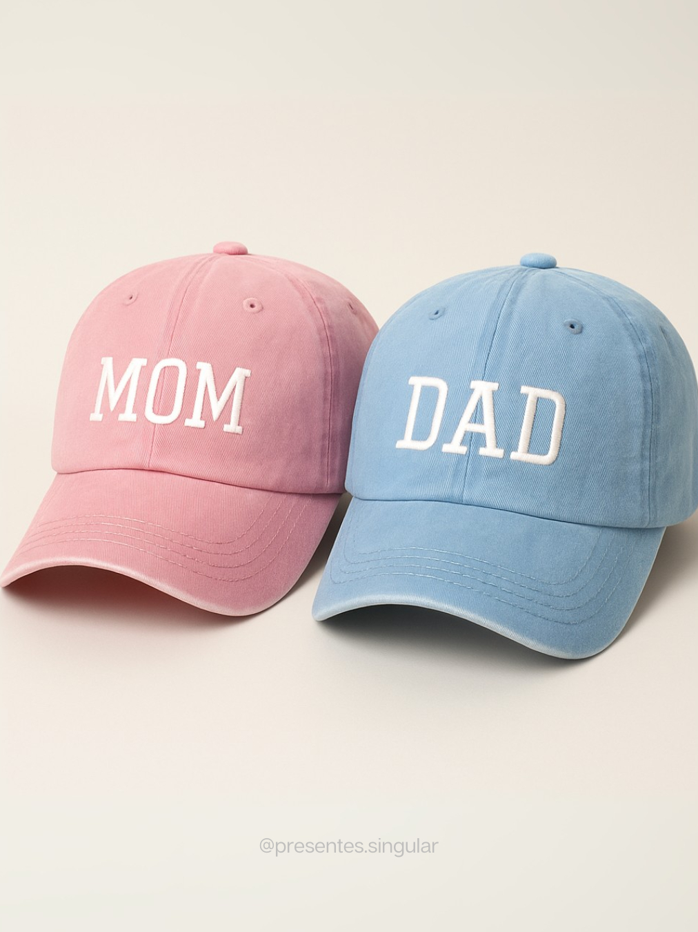 Kit Boné MOM & DAD – Revelação de Gravidez com Bordado Personalizado ...