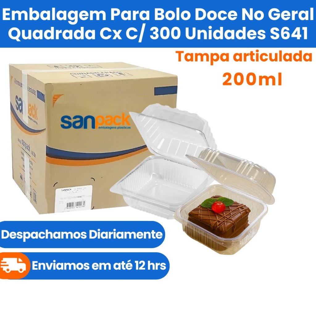 300 Uni Embalagem Para Bolo Doces Sobremesas Pote Quadrado Tampa ...