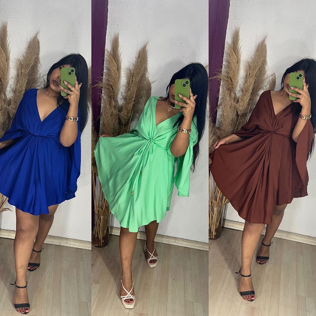 Vestido Bata kafta Chamisse Femenino Praia curto manga morcego VERÃO ...