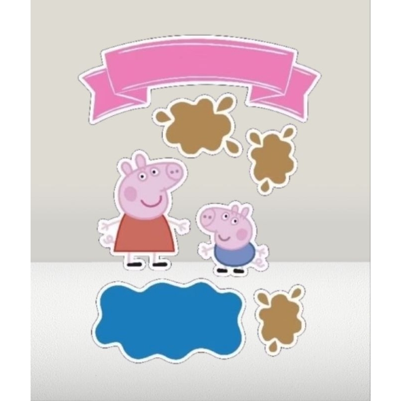 Topo Topper de Bolo Peppa Pig Pepa George Jorge Personalizado Nome ...