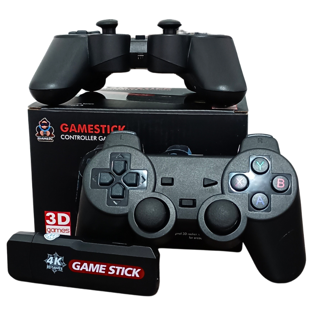 GD10 GAMESTICK CONTROLLER GAMEPAD X2 3D GAMES 4K HD VERSÃO 2025 EMUELEC 4.5 CONEXÃO HDMI ...