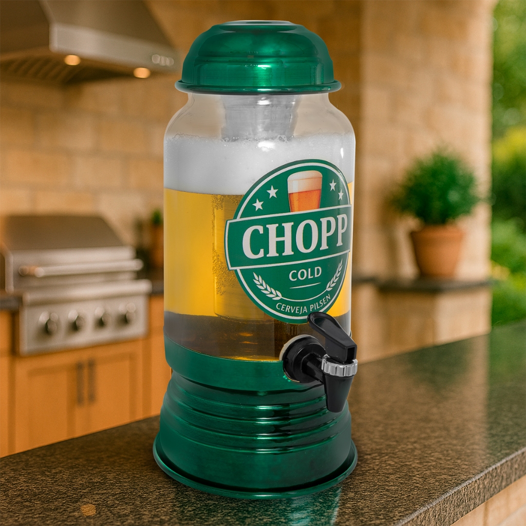 Torre De Chopp De Vidro 3 Litros Chopeira Moderna Bar Bebidas Gelada ...