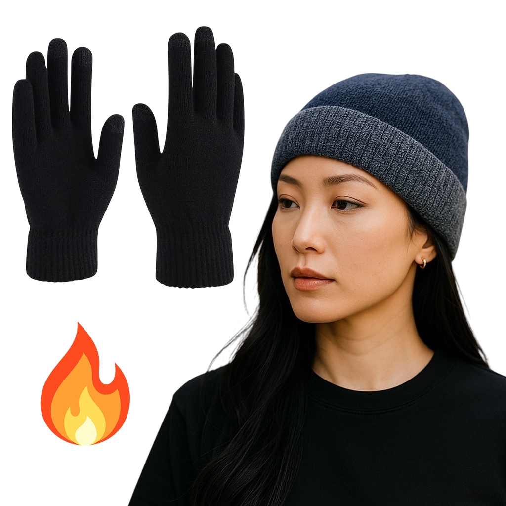 Touca Inverno Térmica + Luva Lã Quentinha Sku:kf10 | Shopee Brasil