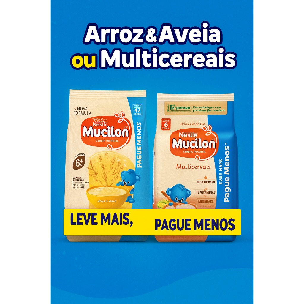 Mucilon Multicereais Arroz e Aveia Nestle Cereal Infantil 1 Kg | Shopee ...
