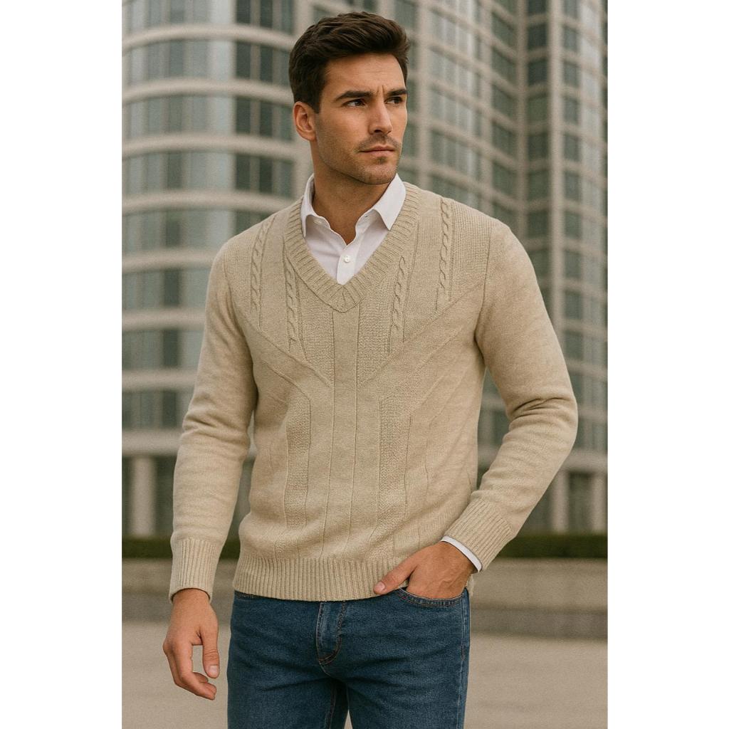 Sueter gola V social terno blusa frio moletom casaco masculino | Shopee ...