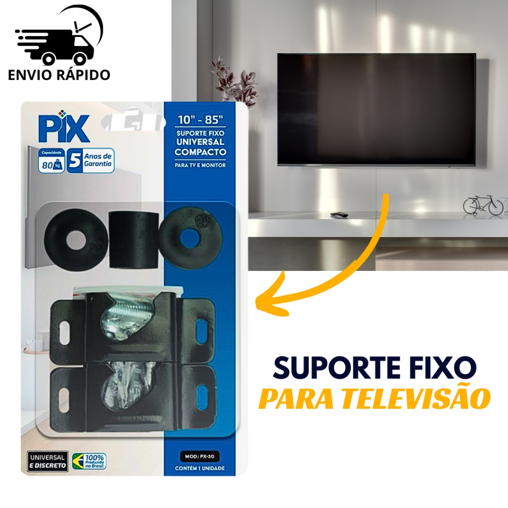 Suporte Para Tv Fixo Universal 10 24 32 43 50 55 até 85'' Polegadas Parede ou Painel | Shopee Brasil