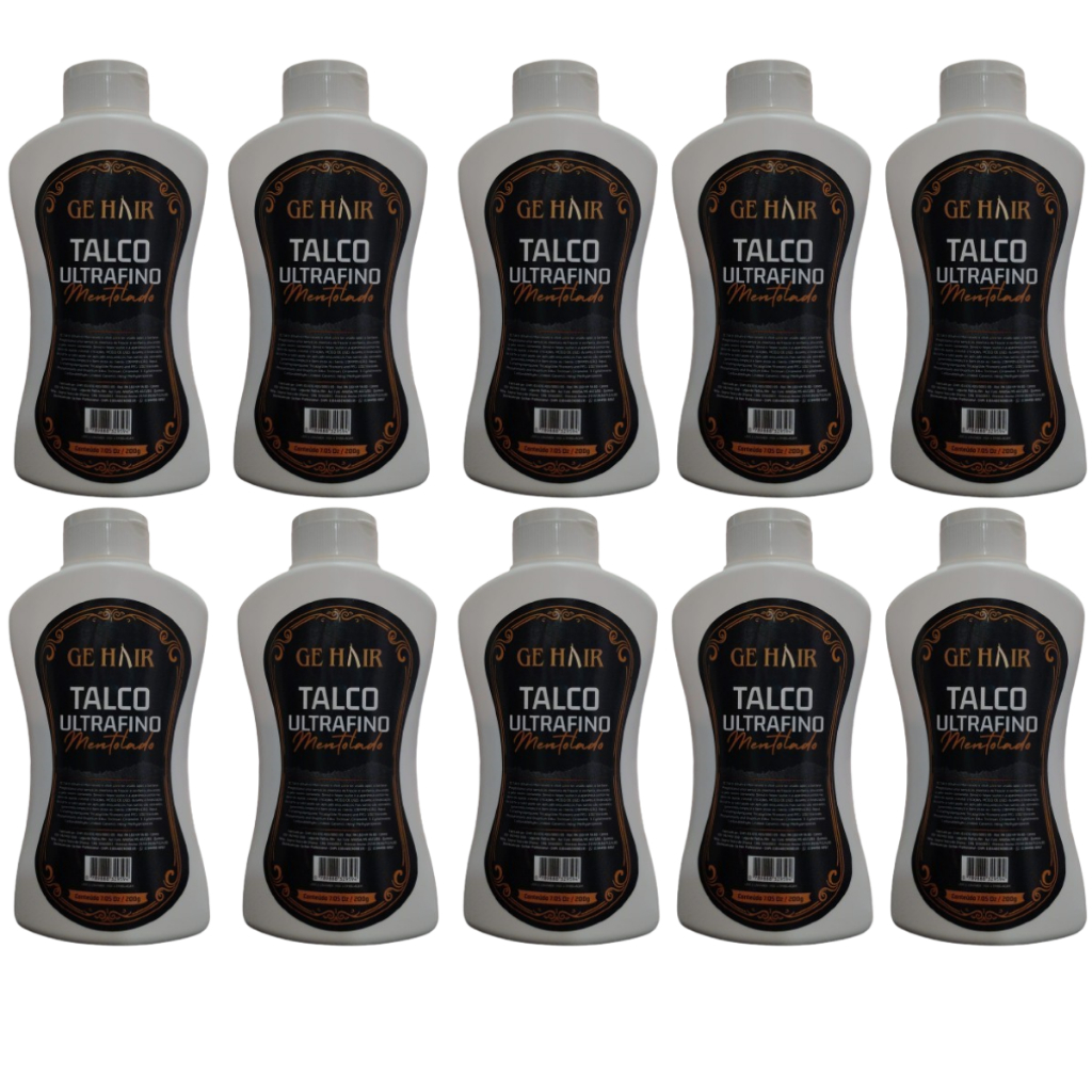 Kit 10 Talco Mentolado Ultrafino Ge Hair 200g Barbeiro Profissional ...