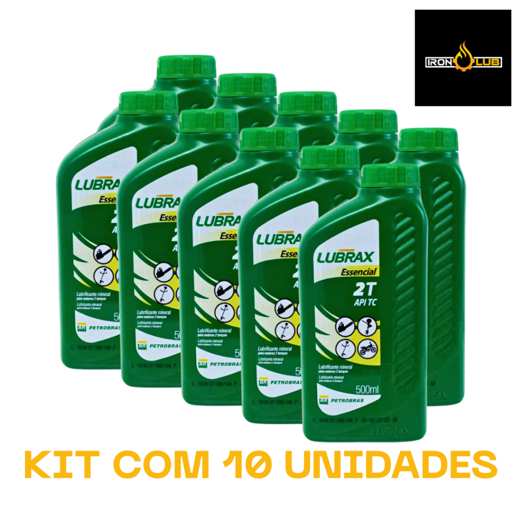 KIT 10 LUBRAX 2 TEMPOS ESSENCIAL 2T MINERAL DE 500ML (VERDE) | Shopee ...