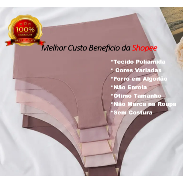 Kit Calcinhas Cós Alto Sem Costura Corte a Laser não Marca super ...
