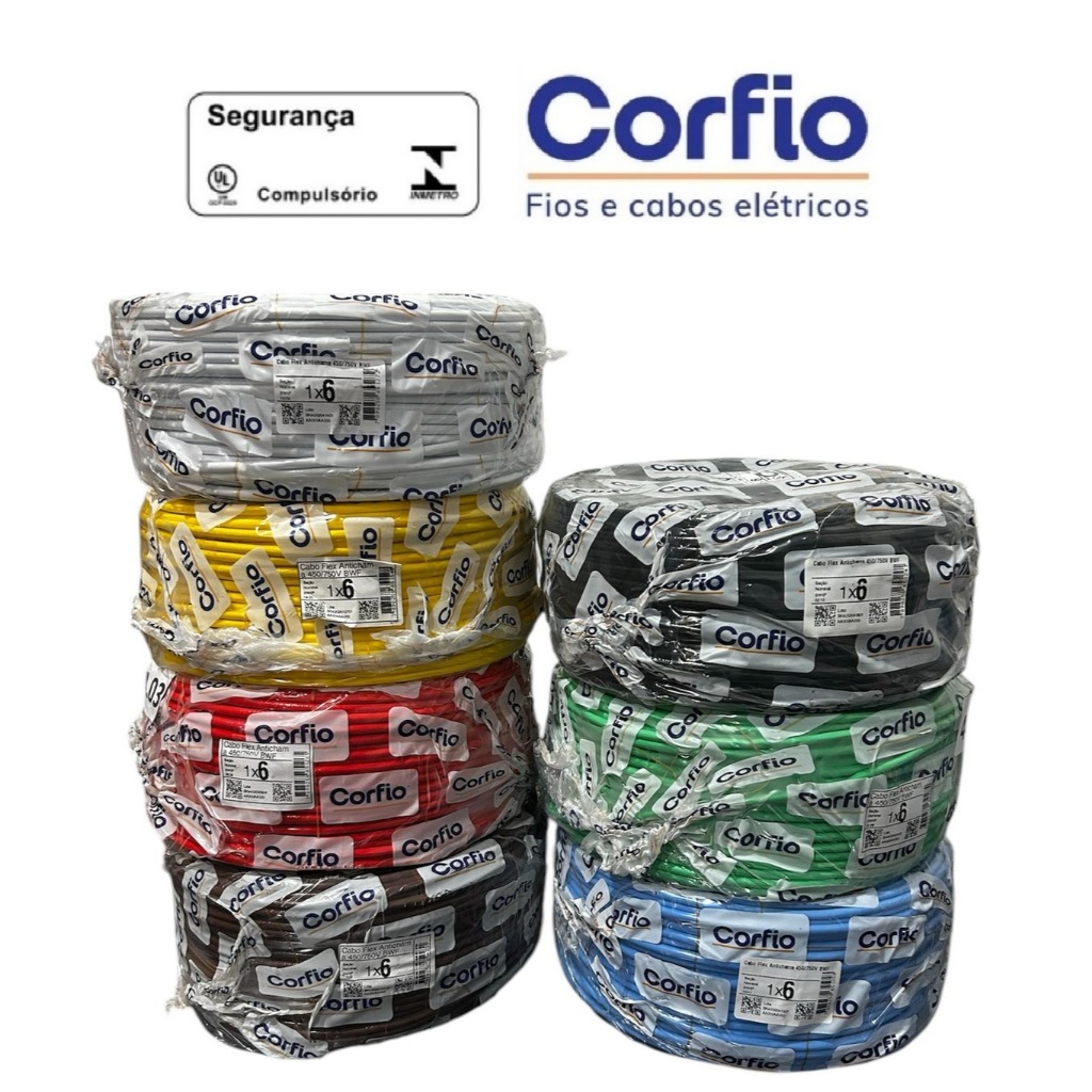 CABO FLEXIVEL 750V 6MM CORFIO 100% COBRE ELETROLÍTICO 25 METROS ...
