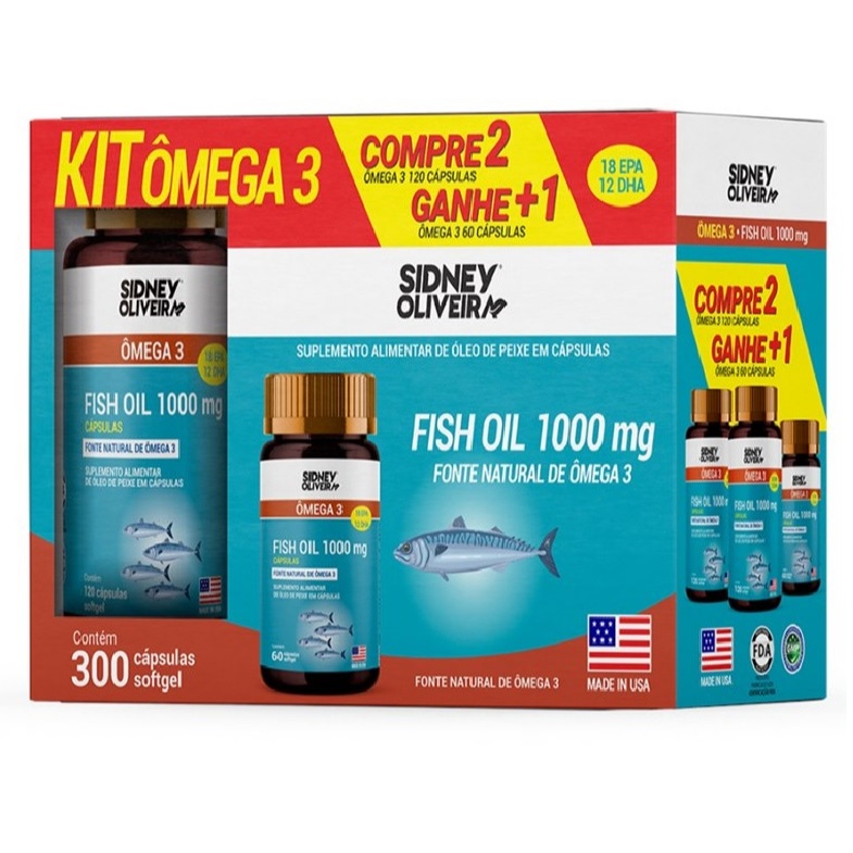 Kit Omega 3 1000 mg 300 capsulas | Shopee Brasil