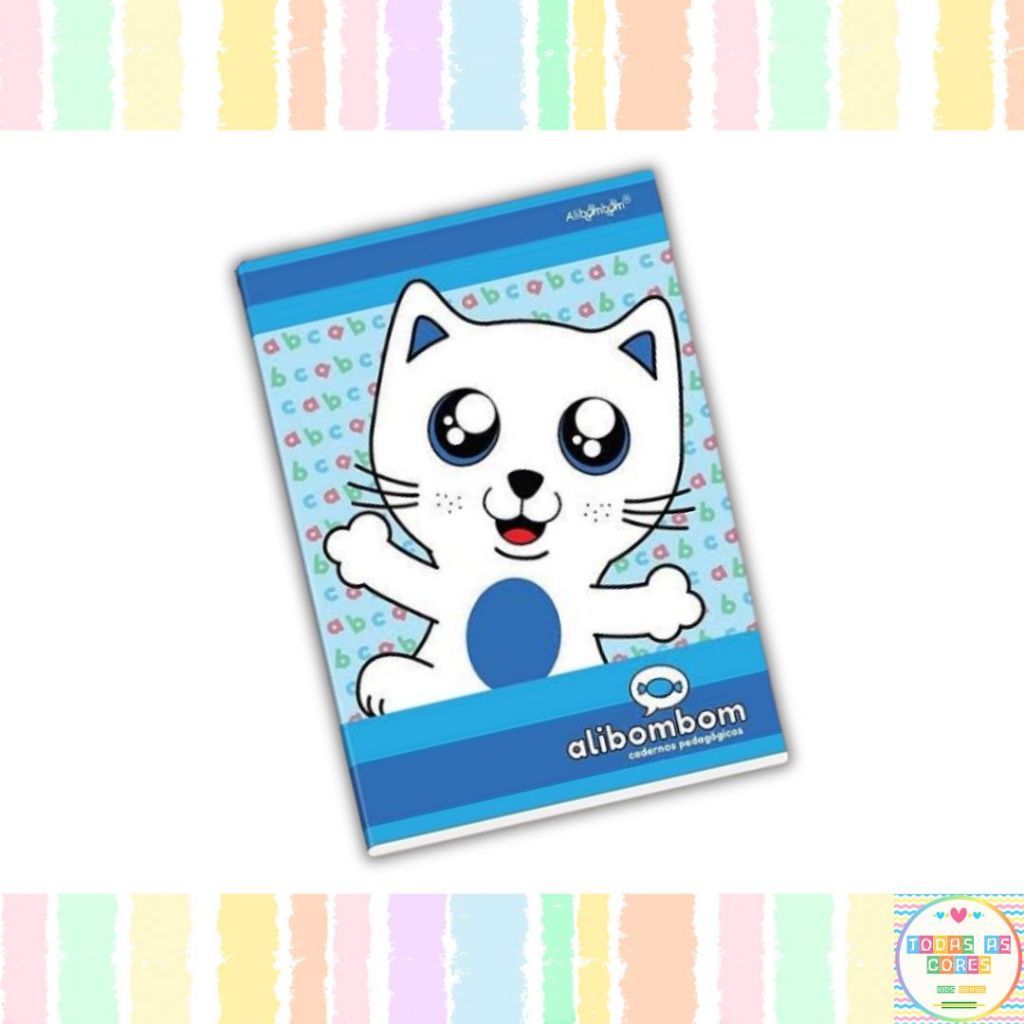 Caderno Alibombom CAPA DURA Azul Sem Pauta Margeado 80 Folhas Desenho ...