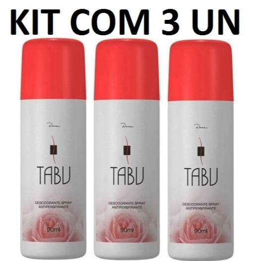 KIT COM 3 DESODORANTE TABU SPRAY TRADICIONAL 90ML | Shopee Brasil