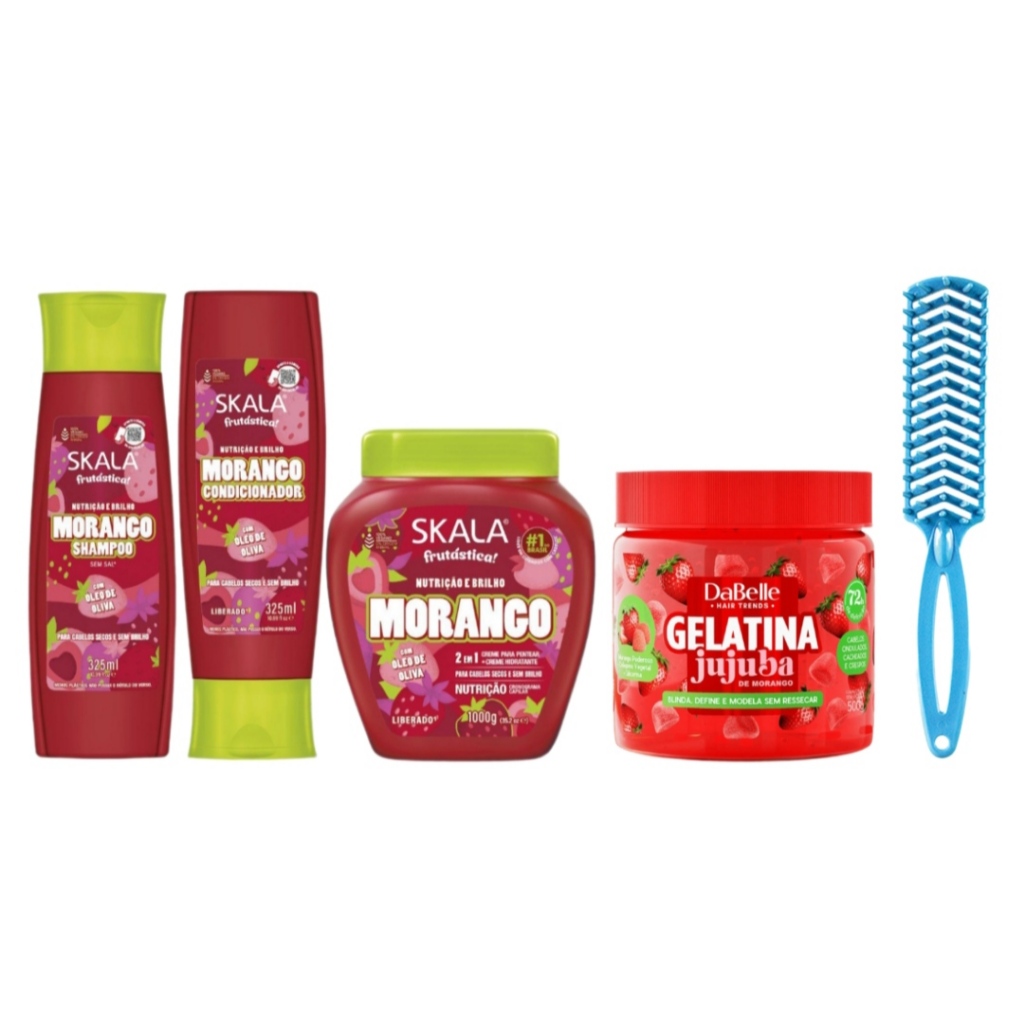 Kit Skala Morango + Gelatina Dabelle Jujuba de Morango e Escova de ...